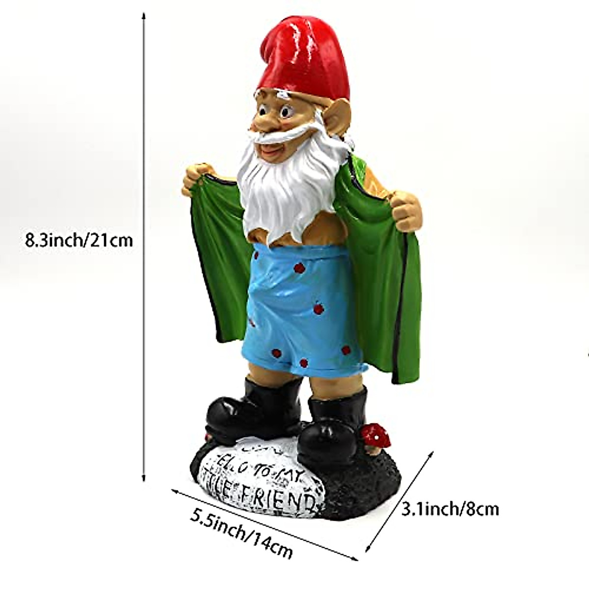 Tirifer 8.3inch/21cm Big Size Garden Gnome, Polyresin Outdoor Sculpture Gnome Statue Garden Figurine Art Garden Decoration for Lawn Yard Balcony Porch Patio