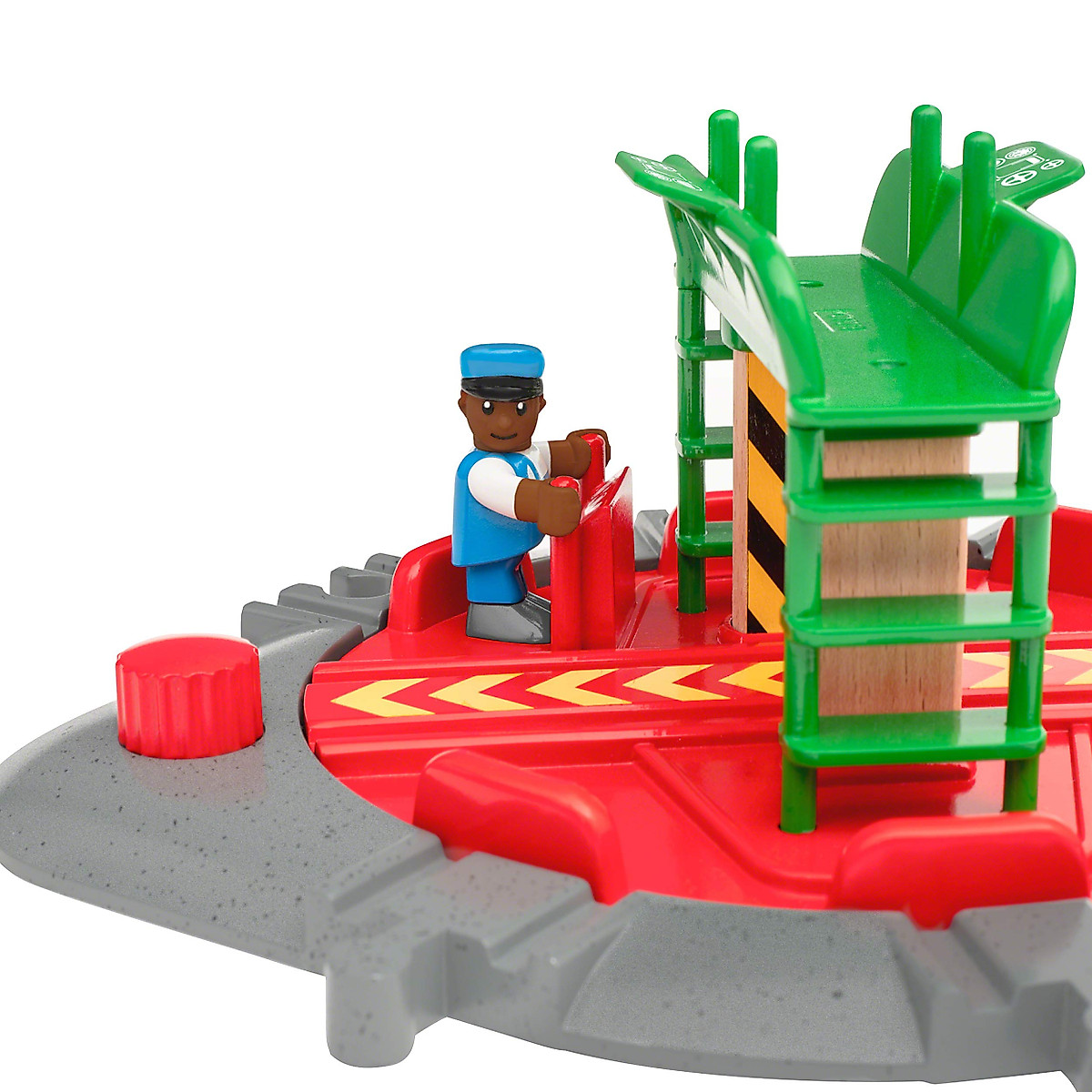 BRIO World 33476 - Turntable & Figure | 2 Piece Wooden Toy Train Accessory for Kids | Multiple Track Connection Points | Spacious Turntable | Poseable Train Engineer Figure | Ages 3 and Up