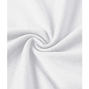 ZITY Mens Golf Shirt Short Sleeve Sport Moisture Wicking Performance Print Golf Polo Shirts for Men Collared Casual T-Shirt White Black X-Large