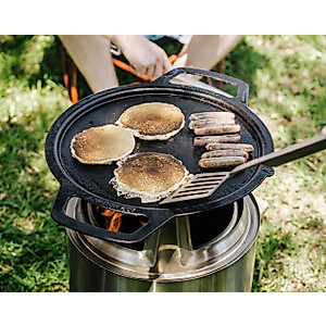 Solo Stove Ranger Cast Iron Griddle Cooking Bundle 2.0 | Portable Smokeless Fire Pit, Stand, Griddletop & Hub, Wood Burning, Removable Ash Pan, Stainless Steel/Cast Iron, H: 22in x Dia: 14.25in, 31lbs