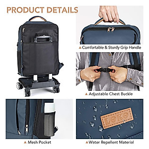 Lekebobor Travel Rolling Backpack, Waterproof Backpack with Wheels for Adults Women and Men,Business and Travel Commuter,15.6inch Airline Approved Travel Backpack,Navy
