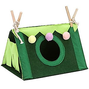 LUOZZY Hamster Tent Hamster Hideout Houses Guinea Pig Hideaway Small Animal Tents Hedgehog Bed Wooden Stick Triangle Tent Pet Supply