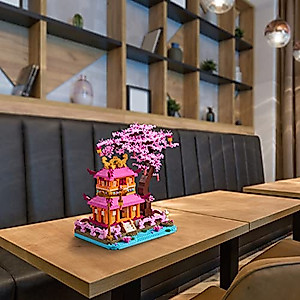 LUKHANG New Architecture: Enjoy Sakura Pavilion Building Set Model Kit and Gift for Kids and Adults, Micro Mini Block 1810 Pieces（with Color Package Box）