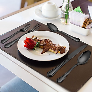 LIANYU 40-Piece Black Silverware Set for 8, Stainless Steel Flatware Cutlery Set, Eating Utensils Set with Scalloped Edge, Dishwasher Safe, Mirror Polished