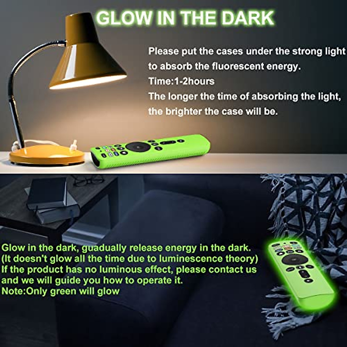 TOLUOHU 2 Pack Protective Case for VIZIO XRT260 Smart TV Remote Control,Vizio Remote Cover Anti-Slip Skin Sleeve Holder Replacement with Lanyard Glow in Dark(Glow Blue+Glow Green)