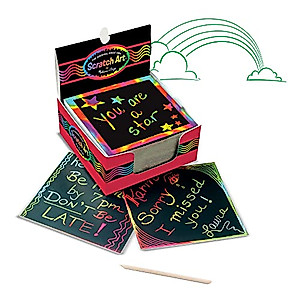 Melissa & Doug Scratch Art Rainbow Mini Notes (125) With Wooden Stylus - Color Scratch Art Mini Notes, Party Favors, Stocking Stuffers, Arts And Crafts For Kids
