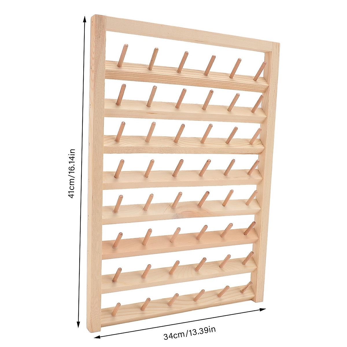 Thread Holder 48 Spools Thread Rack Wall Mounted Wooden Thread Holder, DIY Embroidery Spool Thread Organizer for Household Sewing, 13.4 x 16.1in Thread Rack with Hanging Hook