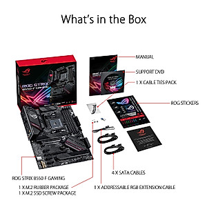 ASUS ROG Strix B550-F Gaming Motherboard Gaming ATX, AMD B550, Socket AM4, DDR4, PCI 4.0, Intel 2.5GB LAN, 2xM.2, ASUS Optimem II, USB 3.2 Gen 2, Aura Sync RGB, Black