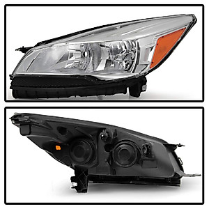 ACANII - For Halogen Model 2013-2016 Ford Escape Headlights Chrome Housing Headlamps Assembly Driver & Passenger Side