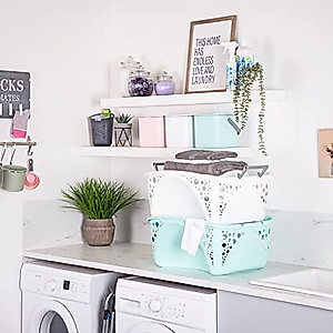 Minky Homecare 10gal Stackable Laundry Basket, Easy to Carry, Folding Handles – Ideal For Multipurpose Storage, Grey