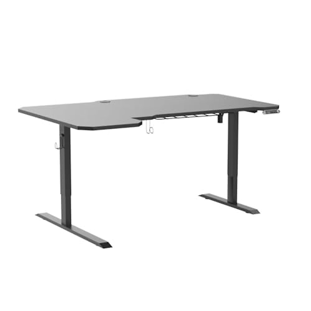 Radlove 59-Inch Large Electric Height Adjustable Computer L-Shaped Desk with Memory Controller Corner Standing Desk Modern Workstation with Splice Board Game Ergonomic Desk (Black Frame + Black Top)