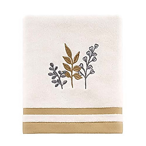 Avanti Linens Collection Sketched Flowers Bathroom Accessories, Hand Towel, White