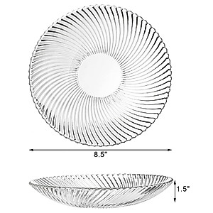 Fasmov 8 Pack 8.5 Inch Glass Salad Plates, Fruit Plate Dessert Plate Bread Dish Plates Wedding and Party Plates, Dishwasher Safe Plates