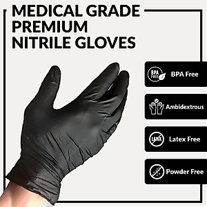 Klex Nitrile Exam Gloves - Medical Grade, Powder Free, Rubber Latex Free, Disposable Examination Grade Glove, Food Safe, Black, Small, 1000 Count