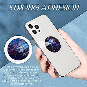 Weewooday 24 Pieces Phone Metal Plates Magnetic Mount Metal Plate for All Magnetic Car, Cell Phone, Tablet Holder, 12 Rectangle and 12 Round (Purple and Blue,Delicate Style)