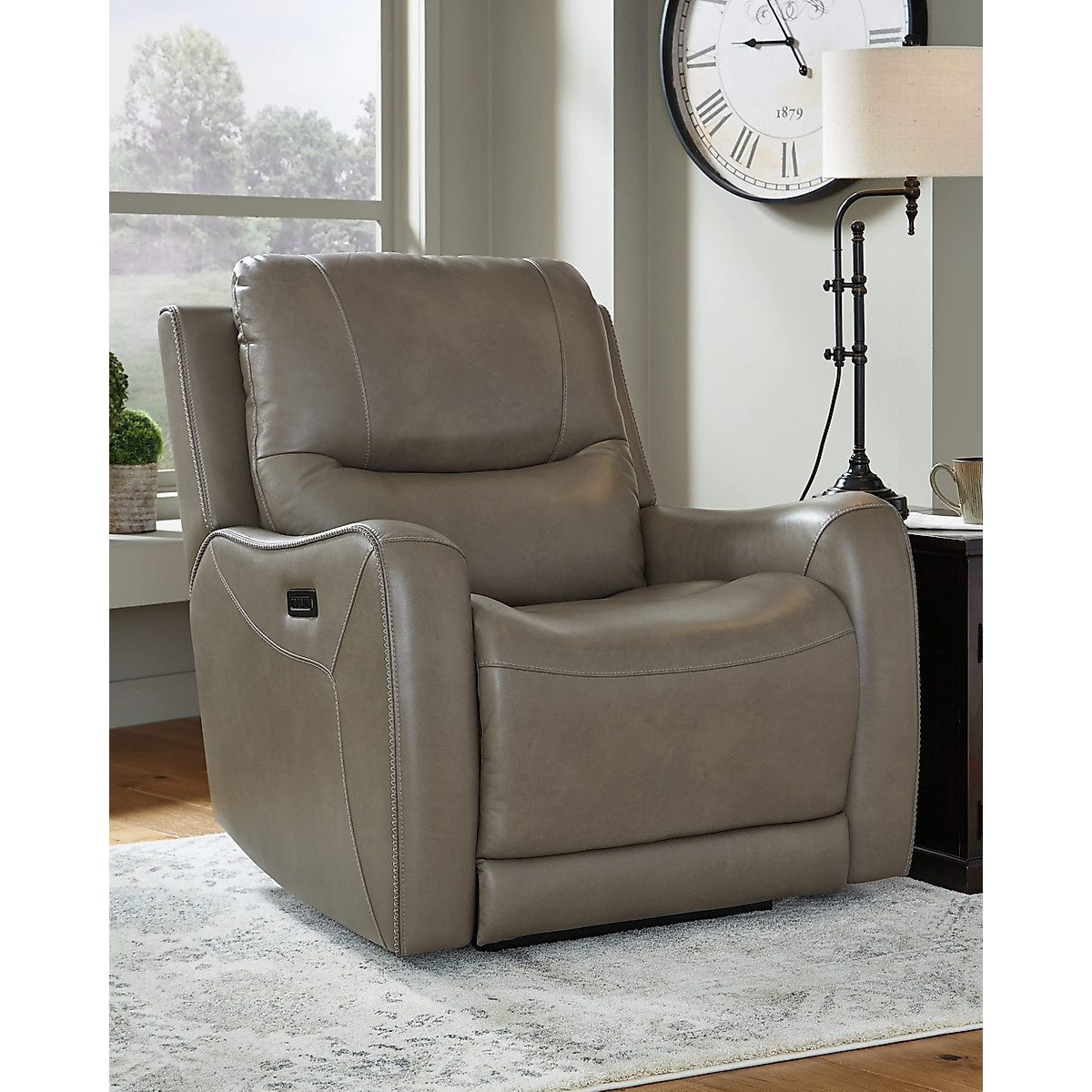 Signature Design by Ashley Galahad Zero Wall Recliner with Power Headrest, Brown