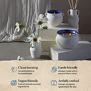 Paddywax Candles Santorini Soy Wax Scented Candle, Ceramic Greek Candle Vase, 8.5 Ounces, Cliff & Hinoki Wood