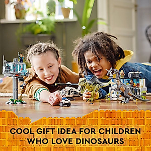 LEGO Jurassic World Giganotosaurus & Therizinosaurus Attack 76949 with 2 Dinosaur Toy Figures, ATV Car, Helicopter & Garage, Gifts for Kids, Boys and Girls