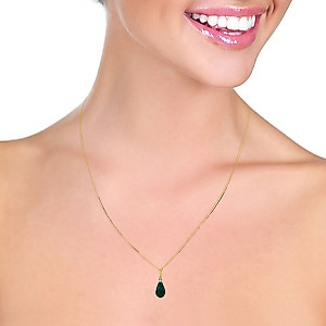 Galaxy Gold GG 14k Solid Gold 18" Necklace with briolette Emerald COLOUR GREEN SAPPHIRE Pendant