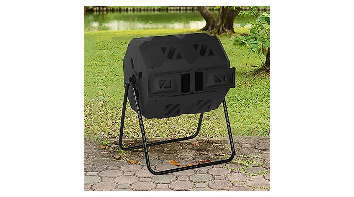 Premium 43 Gallon Compost Bin with Dual Chambers & 360° Tumbler