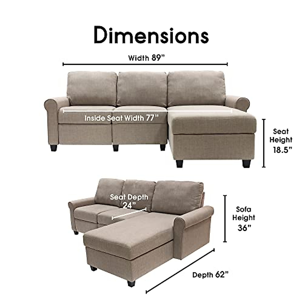 Serta Copenhagen Reclining Sectional with Right Storage Chaise - Oatmeal