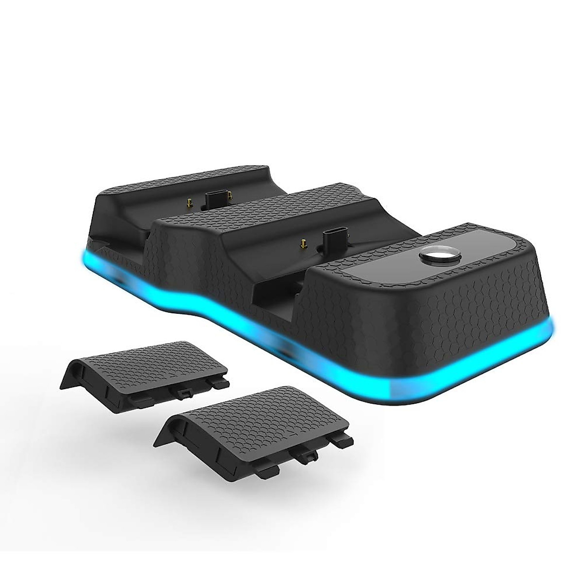 Dual Controller Charger for Xbox Series X/S Controllers, (Two Slot) High Speed Docking Charging Station Kit Updated LED Strap with 2 Rechargeable 600mAh Battery Packs