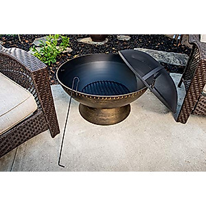 Bond Manufacturing 52117 Aramis 30" Round Wood Burning Steel Fire Pit, Brushed Bronze