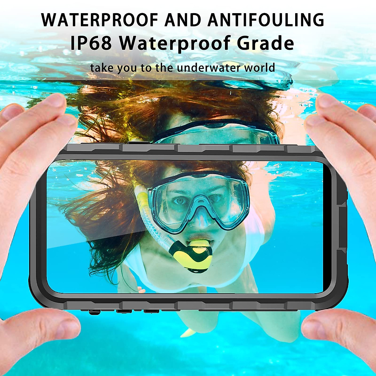Saupsitnz iPhone 13 Pro Max Metal Waterproof Case with Built-in Screen Protector, Aluminum Metal Tough Cover Drop Tested Shockproof Dustproof Sturdy Durable Protective Case for iPhone 13 Pro Max,Black