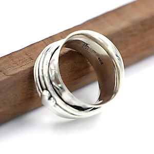 Heart Spinner Ring 925 Sterling Silver Rings For Women 925 Silver Spinner Ring Hammered Textured Ring Silver Band Ring Anxiety Meditation Ring Thumb Rings Silver Jewelry Birthday Gift For Her (8)