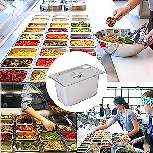 BotaBay 8 Pack Stainless Steam Hotel Pan 1/4 Size 6" Deep Steam Table Pan with Lid 0.8 mm Thick Stainless Steel Anti Jam Steam Pan Restaurant Anti Clogging Steamer for Party, Restaurant, Hotel