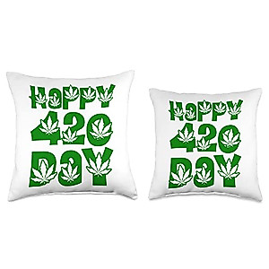 Weed Four Twenty Party Stoner Gift For Weed Lovers Happy 420 4 20 Marijuana Smoking 4/20 Weed Cannabis Day Throw Pillow, 16x16, Multicolor