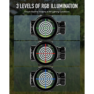 Pinty 3-9X40 Rifle Scope AO Red Green Blue Illuminated Mil Dot with Flip-Open Covers, Sunshade Tube