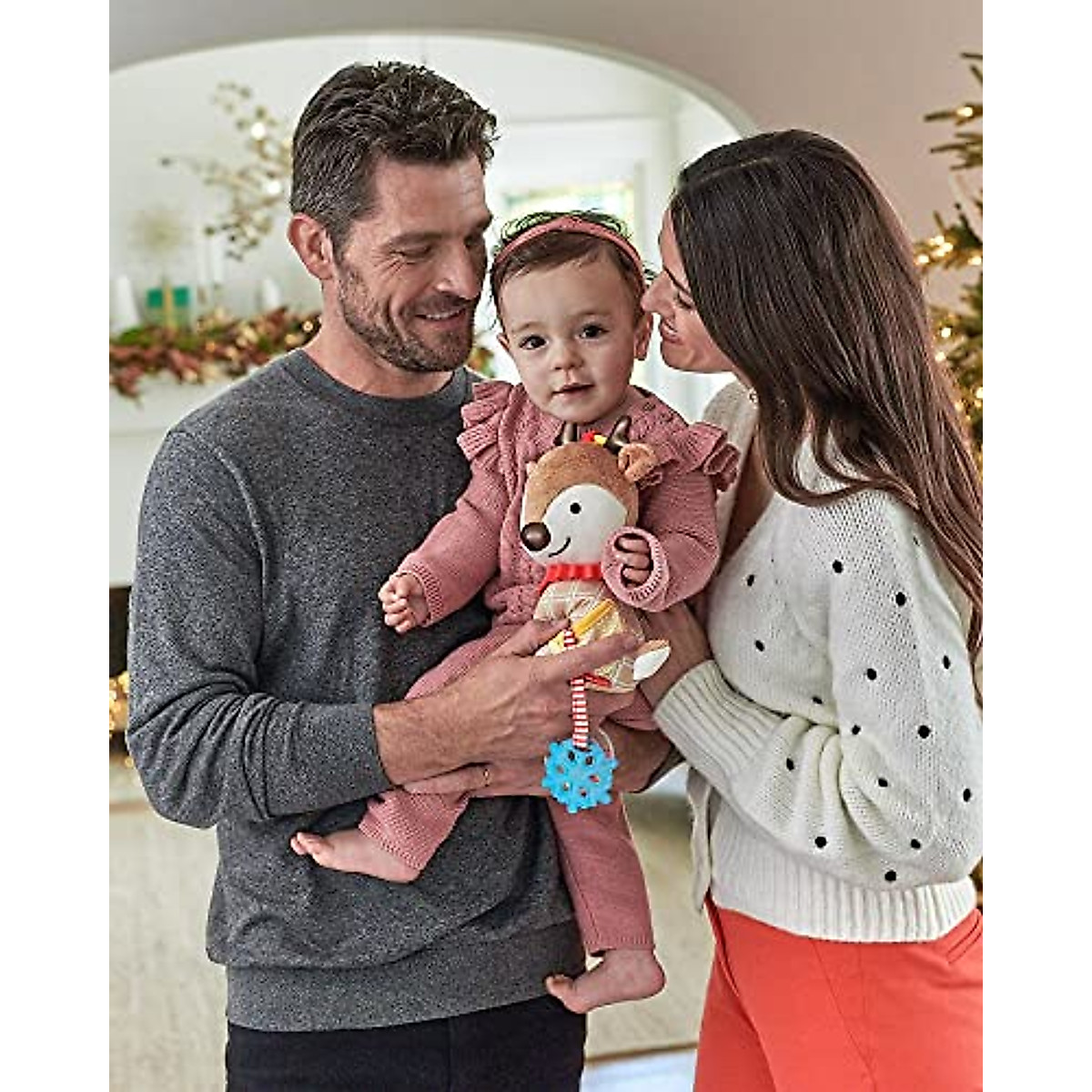 Skip Hop Bandana Buddies Baby Activity and Teething Toy with Multi-Sensory Rattle and Textures, Deer