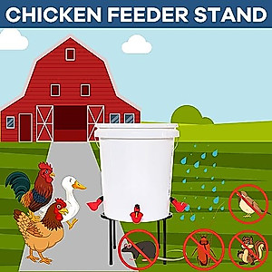 Metal Stand for Chicken Feeder Waterer, 2PCS Iron Stand Holder with Anti-Slip Strips for Buckets Barrels, Chicken Metal Stand for Feeder Waterer Port Indoor Outdoor Coop Poultry(Round)