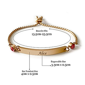 Personalised Birthstone Bracelets Engraved Bar Bracelet for Her Custom Gift for Mothers Day Birthday Christmas Friendship Mum Sister Bridesmaid Auntie Girlfriend 13th 18th 21st 30th (March)