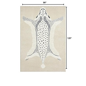 Abani Nuevo Collection Area Rug -Modern Ivory/Beige Faux Hide Design -7'9" x 10'2" - Easy to Clean - Durable for Kids and Pets - Non-Shedding - Medium Pile - Soft Feel - Living Room, Bedroom & Office