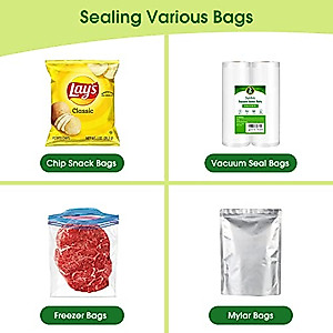 NOVFIT Mini Bag Sealer, Chip Bag Heat Sealer with Cutter, Plastic Bag Sealer Machine, Handheld Portable Automatic Food Resealer, Sellador de Bolsas Plasticas, 2x AA Batteries Included, Black/Green