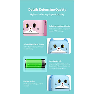 Thermal Mini Printer, Wireless Inkless Sticker & Label Maker with Tape, Bluetooth Machine Buddy for Phone iOS&Android, Free Cut Pocket Printer for Notes&Children DIY, Instant Photo Printing (Pink)