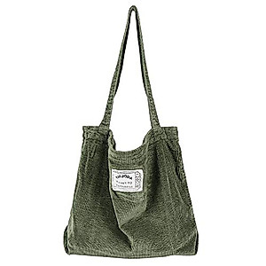 YARUODA Women Shoulder Handbags Casual Hobo Bags Corduroy Shopper Tote Bag, Green