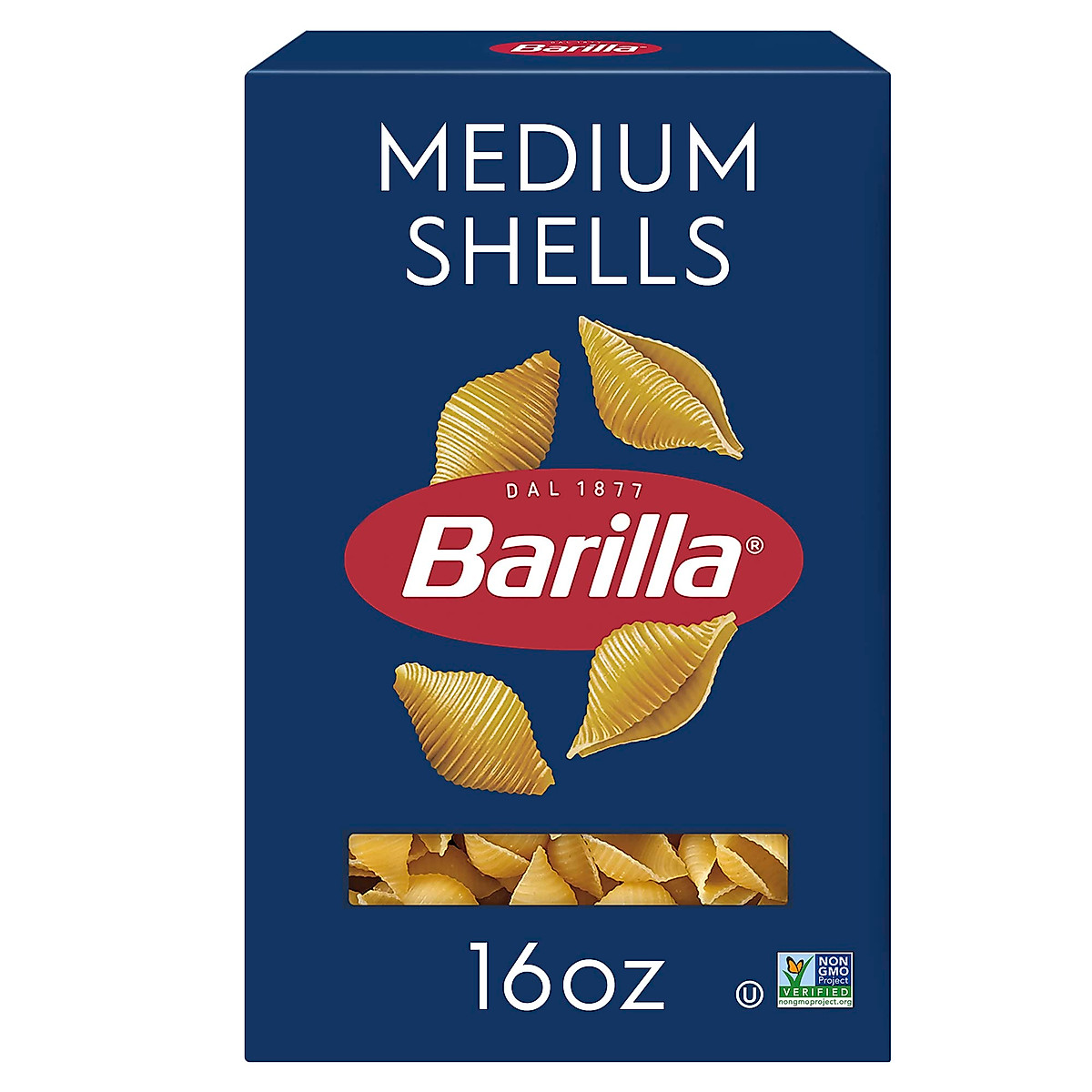 Barilla Medium Shells Pasta, 16 oz. Box - Non-GMO Pasta Made with Durum Wheat Semolina - Kosher Certified Pasta