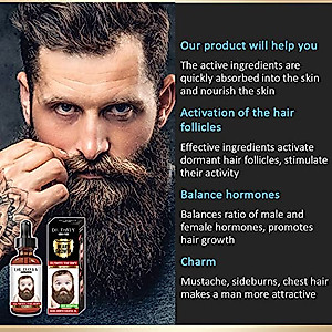 DR.DAVEY Beard Growth Oil for Men Castor Oil Beard Growth Serum Mustache Oil Facial Hair Oil Growth Thicker Fuller