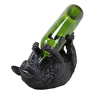 Ebros Lifelike Purebreed Pedigree Canine German Shepherd Dog Wine Bottle Holder Figurine As Kitchen Wine Cellar Countertop Centerpiece Home Decor Accent Dogs Puppies Statue (Black)