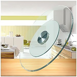 Lazy Susan Turntable for Dining Table Centerpiece, 8mm Tempered Glass Rotating Tray, Round Tabletop Organizer for Homes & Restaurants (Color : Clear, Size : 80cm/32in)