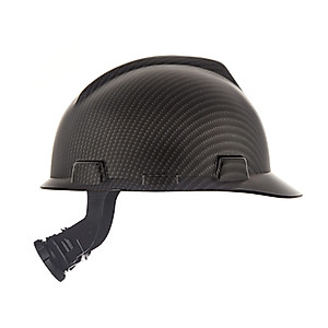 MSA 10204777 Hydro Dip V-Gard Cap Style Safety Hard Hat With Fas-Trac III Ratchet Suspension | Polyethylene Shell, Self Adjusting Crown Straps - Standard Size in Sport Carbon