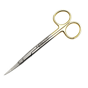 Double curved tungsten carbide inserts Gold Plated handle Scissors 4.5 inch LaGrange | Dental ENT EYE DERMA Embroidery Scissors Applique Scissors for Machine Embroidery & Fabric Stitches (5.5 Inches)