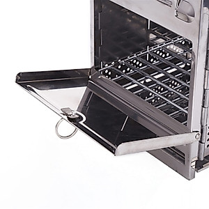 TBMAKE Grills Portable Charcoal Heating Grill Outdoor BBQ Wood Stove Foldable Stainless Steel Grill