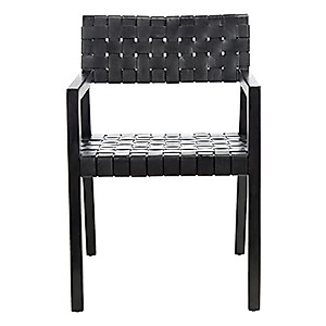 Safavieh Home Collection Cire Black Leather Living Room Accent Dining Chair (Fully Assembled) DCH4004A, 0