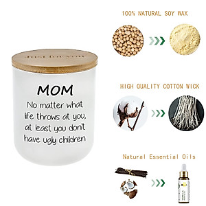 Lihome Mothers Day Gifts from Daughter Son - Birthday Gifts for Mom, Best Mom Ever Gifts, Funny Mothers Day & Birthday & Thanksgiving & Christmas Gifts, Vanilla Coconut Candles(11.5oz)