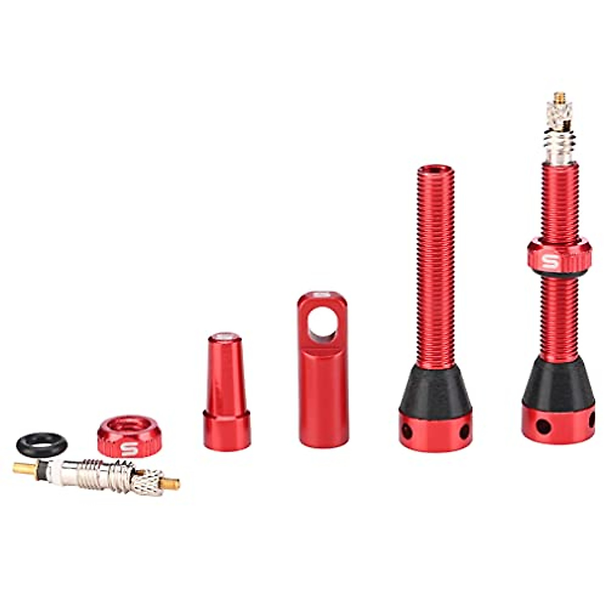 Tubeless Value Stems 40mm LITEONE Premium No Leak Tubeless Presta Valve Stems Kits with Integrated Value Core Remover Tool and Valve Stem Caps Fit Most Bicycle Tubeless Rims Pair Red