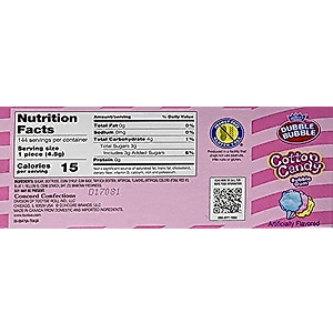 Dubble Bubble Cotton Candy Bubble Gum 4 Pieces Per Sleeve - 36 Count